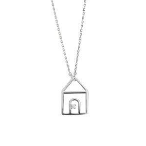 cute house pendant necklace for women girls 925 sterling silver cubic zirconia charm home warm family adjustable choker chain hypoallergenic delicate lucky birthday promise christmas jewelry gift