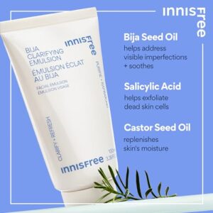 innisfree Bija Clarifying Emulsion with Salicylic Acid and Niacinamide, Korean Skincare Lightweight Face Moisturizer (Packaging May Vary)