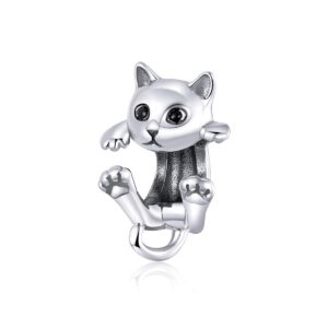 voroco cat charm for bracelet 925 sterling silver animal series cute cat charm for bracelet necklace mother's day birthday christmas jewelry gifts for women