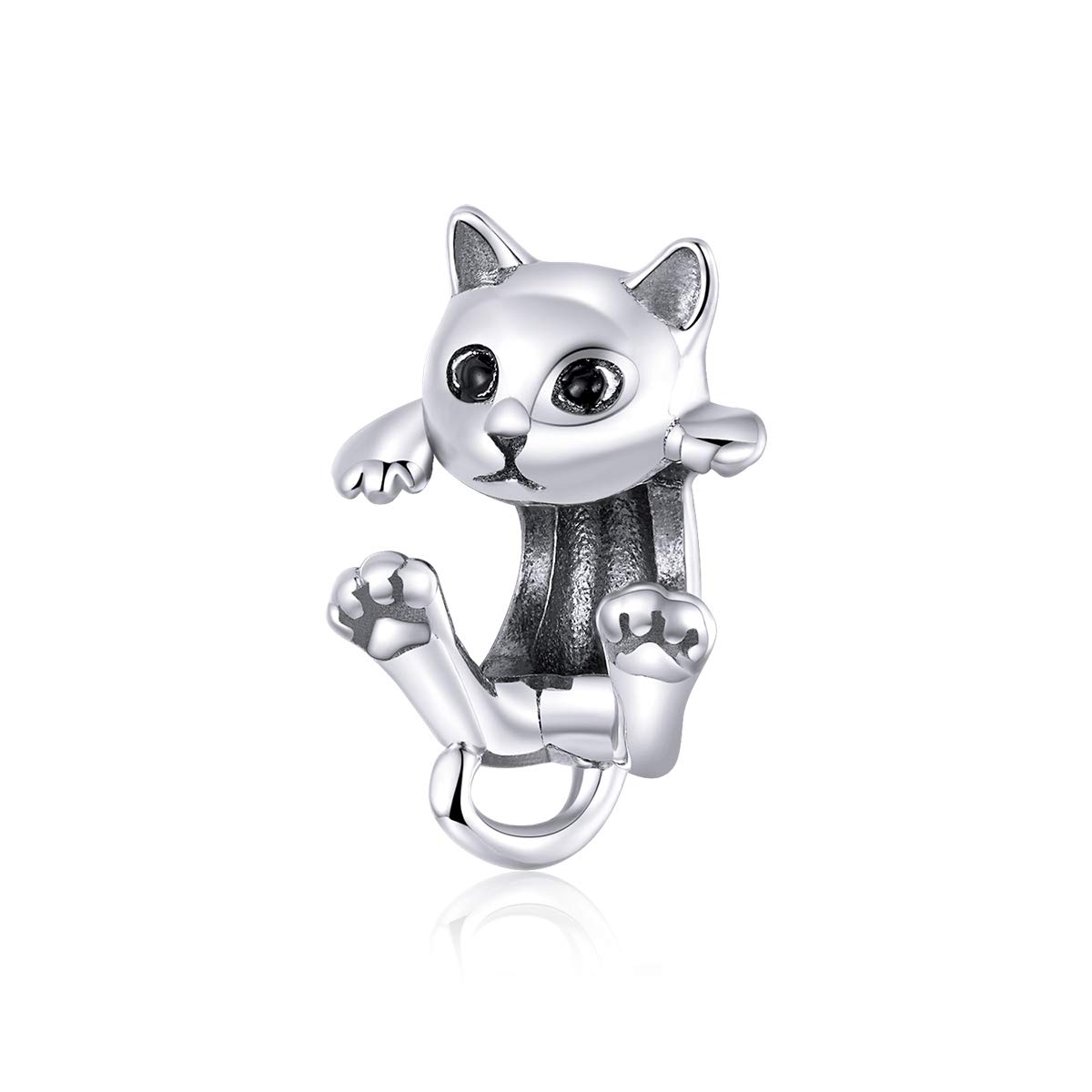 VOROCO Cat Charm for Bracelet 925 Sterling Silver Animal Series Cute Cat Charm for Bracelet Necklace Mother's Day Birthday Christmas Jewelry Gifts for Women