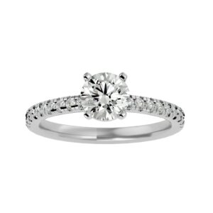 1/4 carat natural diamond and 1 carat moissanite engagement ring for women in 14k white gold (i-j/f, si1-si2/vvs, cttw) size 6 by vvs gems