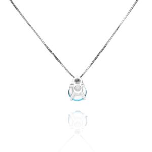 Gin and Grace 14K White Gold Genuine Aquamarine Pendant with Diamonds for women | Ethically, authentically & organically sourced (Roundcut) shaped Aquamarine handcrafted jewelry for her |