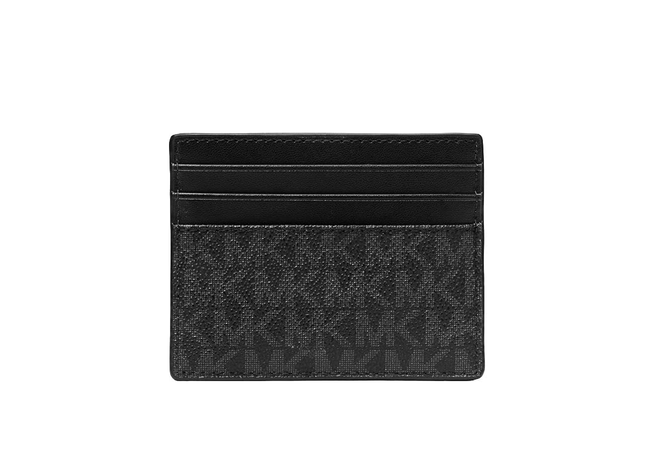 Michael Kors Men`s Cooper Logo Stripe Card Case (Black(36F0LCOD2B)/Crimson, One Size)