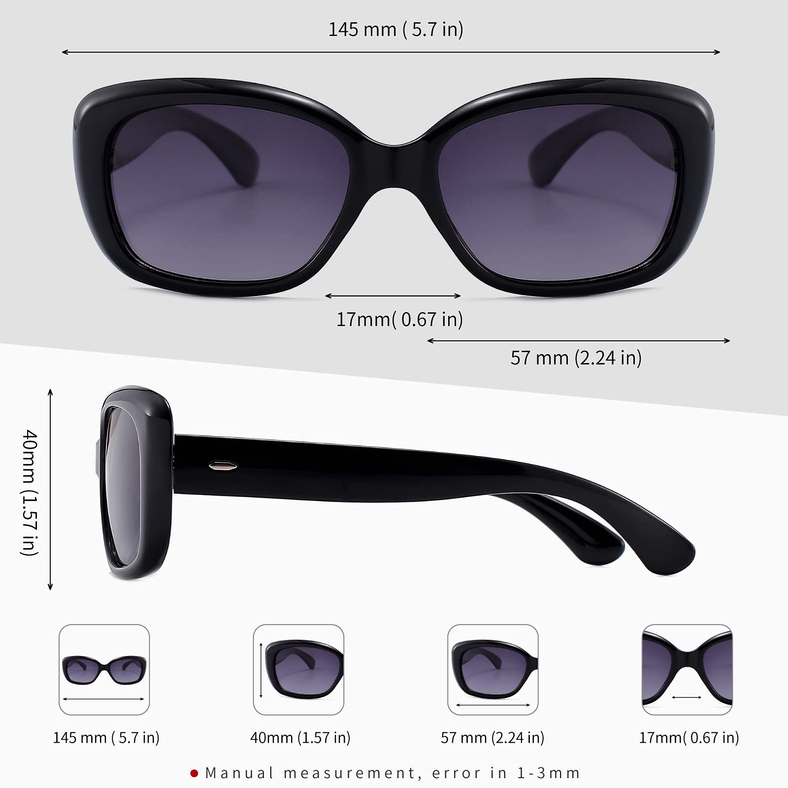 Dollger Polarized Dark sunglasses for women men UV Protection Trendy sunglasses polarized For Driving Square Frame Black