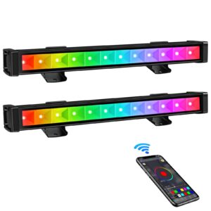 led stage wash lights bar - oppsk 45w rgbw smart app control multicolor ip65 waterproof dj light bar led uplights for church wedding birthday party events stage lighting (2 pack)