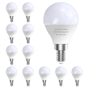 gosche 12 pack bright ceiling fan light bulbs, 60 watt equivalent, 5000k, e12 led bulb, a15 shape candelabra base chandelier light bulb, 120v small bulb, non-dimmable, daylight, 12 pack