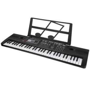 electronic keyboard for beginners, portable 61 key electronic piano with usb lcd display microphone score holder,for kids adults