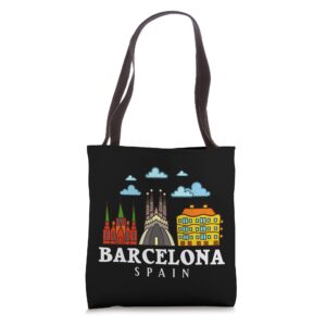 barcelona spain city skyline map travel tote bag