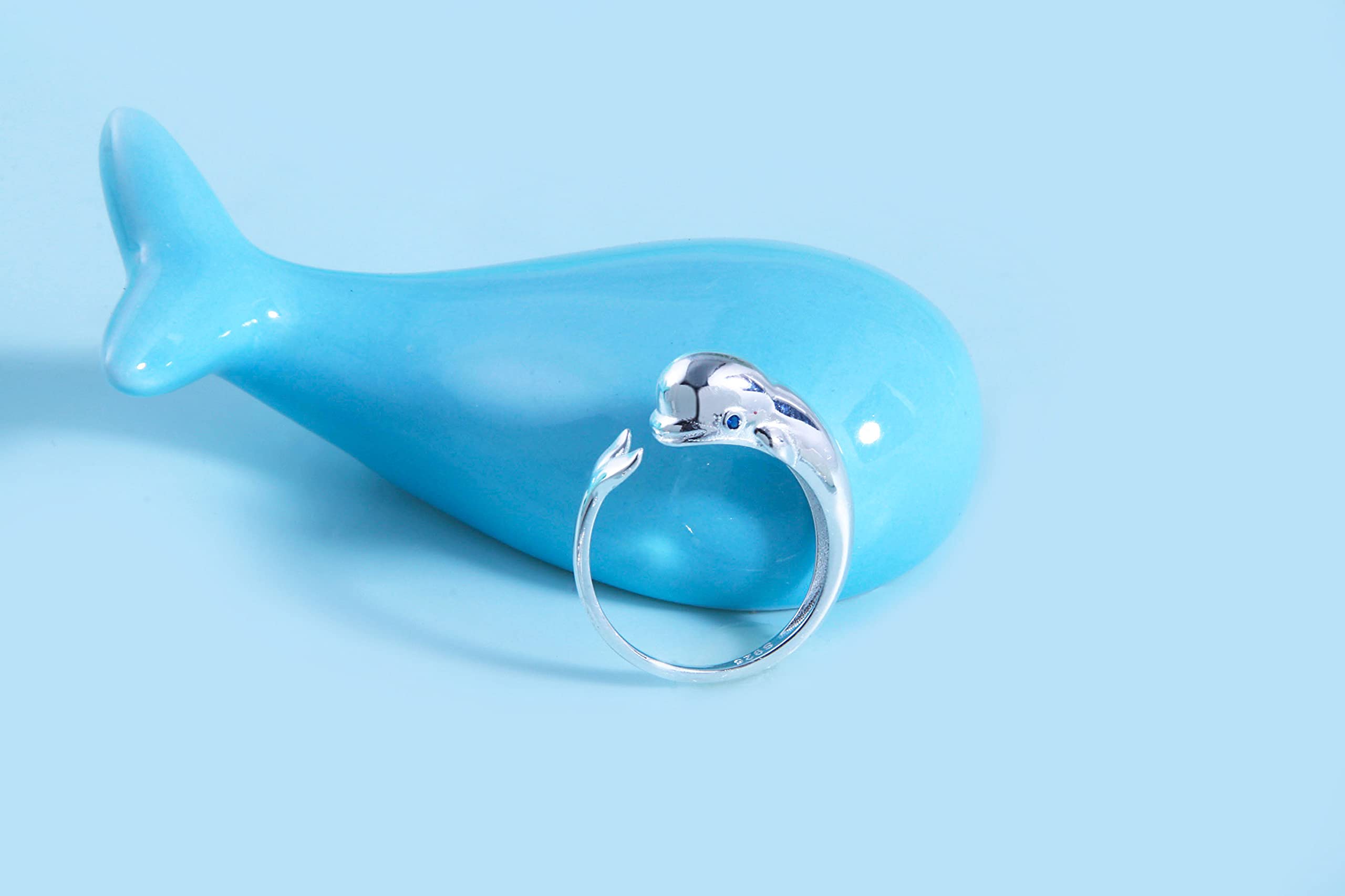 Helen de Lete Beluga White Whale S925 Sterling Silver Adjustable Ring - High Polish Version