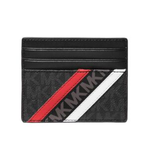 Michael Kors Men`s Cooper Logo Stripe Card Case (Black(36F0LCOD2B)/Crimson, One Size)