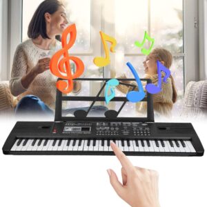 Electronic Keyboard for Beginners, Portable 61 Key Electronic Piano with USB LCD Display Microphone Score Holder,for Kids Adults