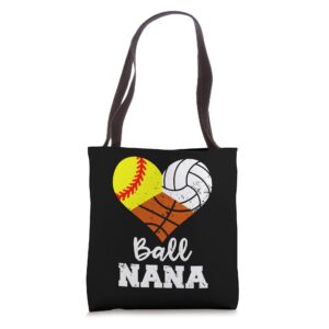 ball nana funny softball volleyball basketball tote bag