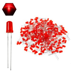 zzhxsm 200 pcs 5mm led diodes lights led circuit assorted kit electronic components, diffused round light bulb led lamp for science project experiment, 5mm red