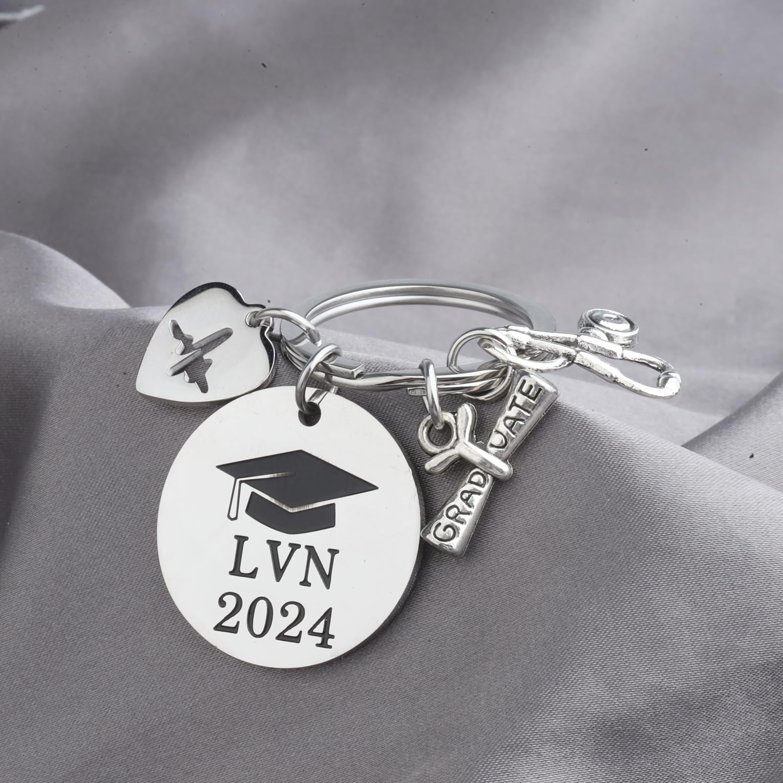 LQRI LVN 2024 Keychain LVN Licensed Vocational Nurse Gifts Medical Caduceus Jewelry LVN Keychain Gift LVN Graduation Gift(LVN)