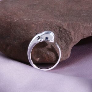 Helen de Lete Beluga White Whale S925 Sterling Silver Adjustable Ring - High Polish Version