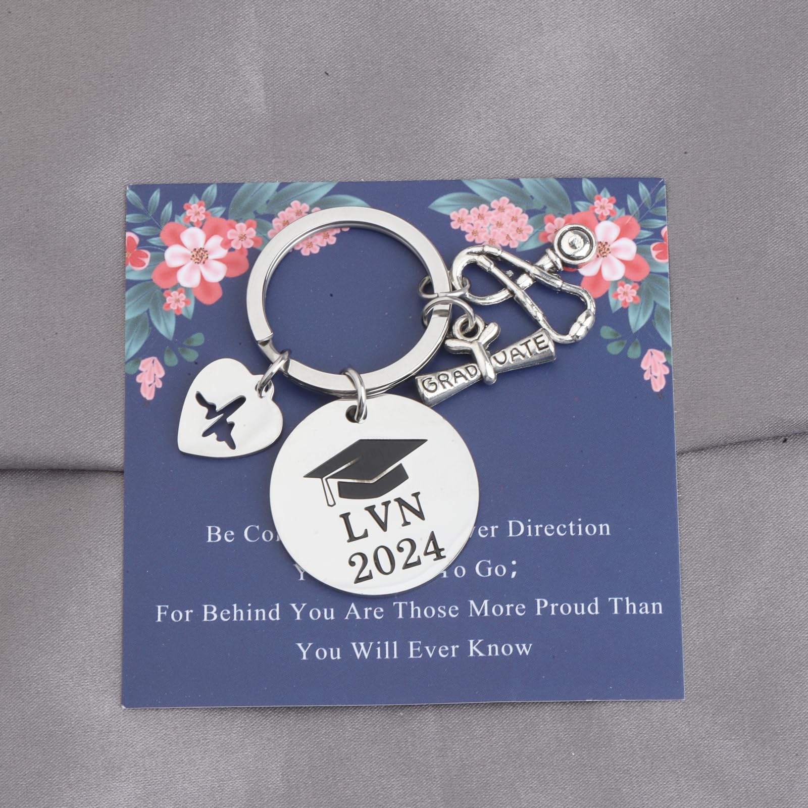 LQRI LVN 2024 Keychain LVN Licensed Vocational Nurse Gifts Medical Caduceus Jewelry LVN Keychain Gift LVN Graduation Gift(LVN)