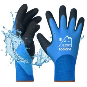 waterproof winter work gloves for men and women, freezer gloves for working in freezer, thermal insulated fishing gloves, super grip, blue, large