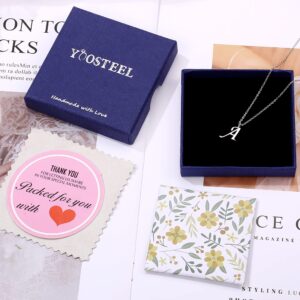 Yoosteel Sterling Silver Initial Necklaces for Women, 925 Sterling Silver Initial A Letter Necklace for Women Dainty Tiny Sterling Silver Initial Necklaces for Birthday Gifts