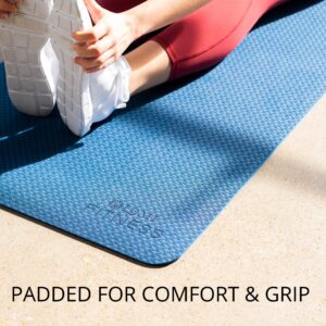 Lomi Fitness Premium Yoga Mat, Non Slip TPE Material for Extra Grip, Extra Padded, Exercise & Fitness, Great for Yoga, Pilates and More, Home & Gym Workouts, Lightweight Includes Free Carrying Strap