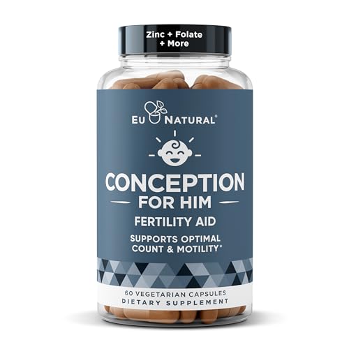 Conception For Him – Fertility Supplements for Men, Male Fertility Booster & Prenatal – Optimal Sperm Count, Motility Strength – Ashwagandha, Folate Folic Acid,Magnesium & Zinc – 60 Veg Soft Capsules