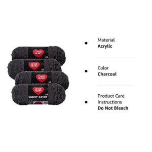 Red Heart Super Saver Yarn (4-Pack of 7oz Skeins) (Charcoal)