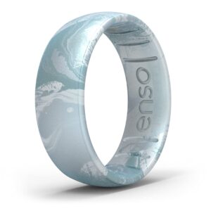 enso rings handcrafted classic silicone ring – comfortable and flexible design – 6.6mm wide, 1.75mm thick (ocean mist, 8)