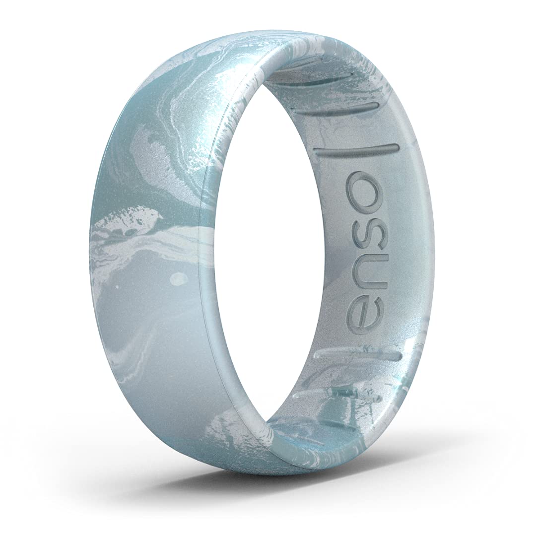 Enso Rings Handcrafted Classic Silicone Ring – Comfortable and Flexible Design – 6.6mm Wide, 1.75mm Thick (Ocean Mist, 13)