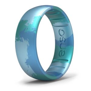 enso rings handcrafted classic silicone ring – comfortable and flexible design – 6.6mm wide, 1.75mm thick (deep sea, 10)