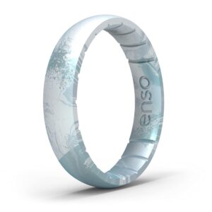 enso rings handcrafted thin silicone ring – comfortable and flexible design – 4.3mm wide, 1.75mm thick (ocean mist, 6)