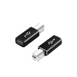 bols usb c female to midi adapter, usb c to usb b adapter (2packs), compatible with printers, midi, electric pianos, synthesizers and more type-c devices/laptops, etc. (black)…