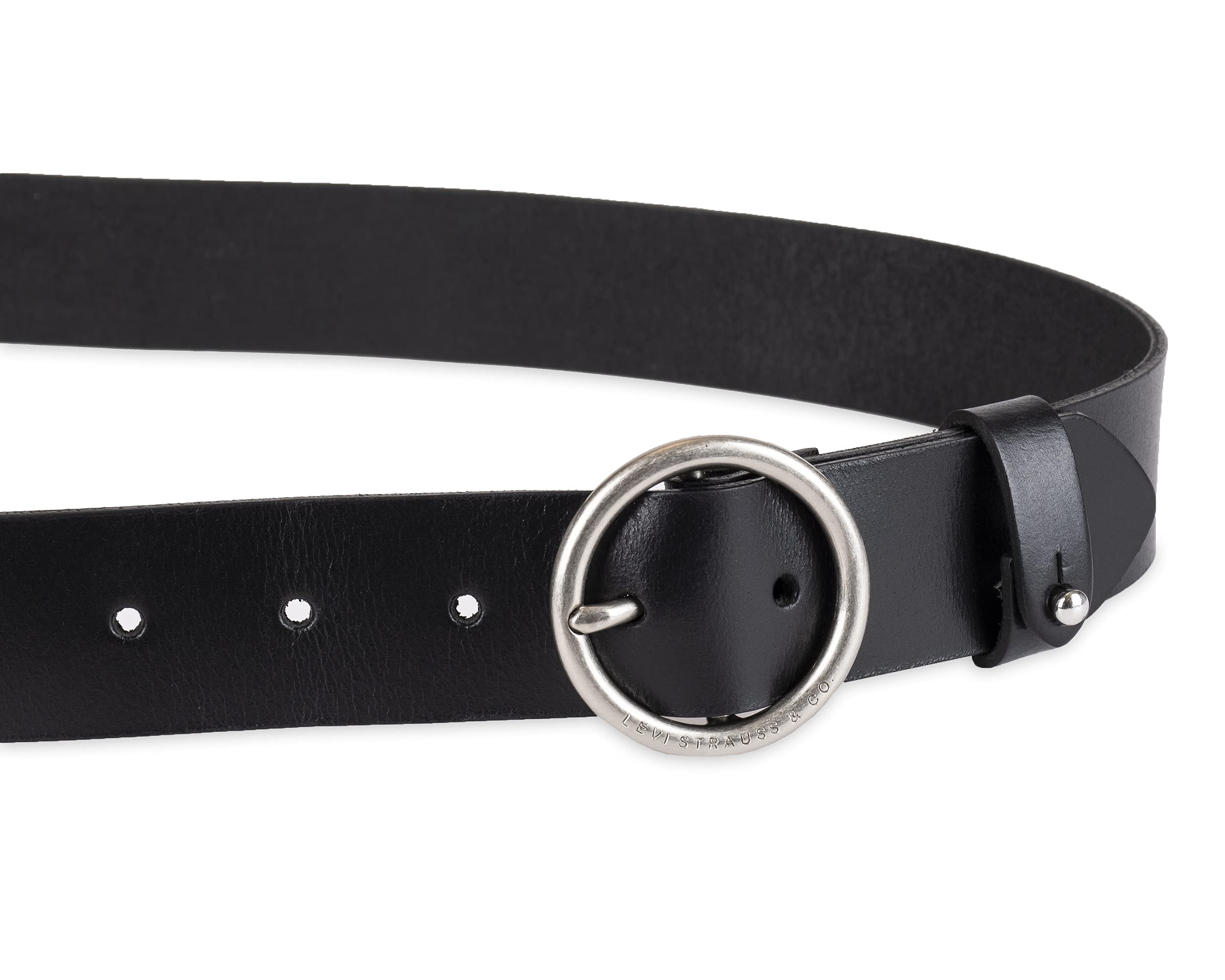 Levi's Women's Circular Center Bar Buckle Belt, Black, Small