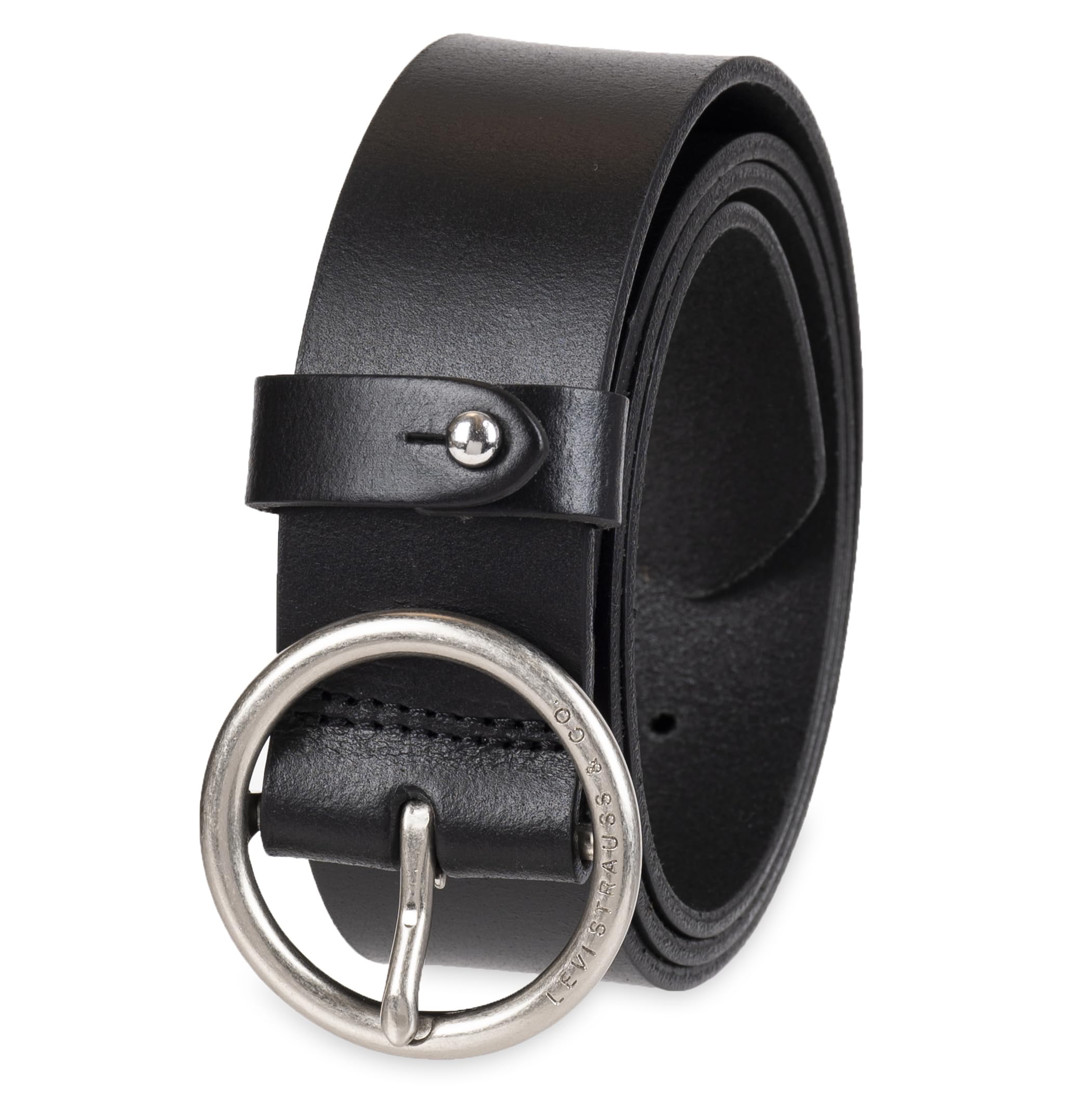 Levi's Women's Circular Center Bar Buckle Belt, Black, Small