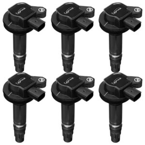 bdfhyk ignition coils pack compatible with explorer edge f150 flex fusion mustang taurus x lincoln mks mkt mkx mkz mazda 6 cx-9 sable v6 3.5l 3.7l coil for uf553 uf595 c1595 7t4z12029e set of 6