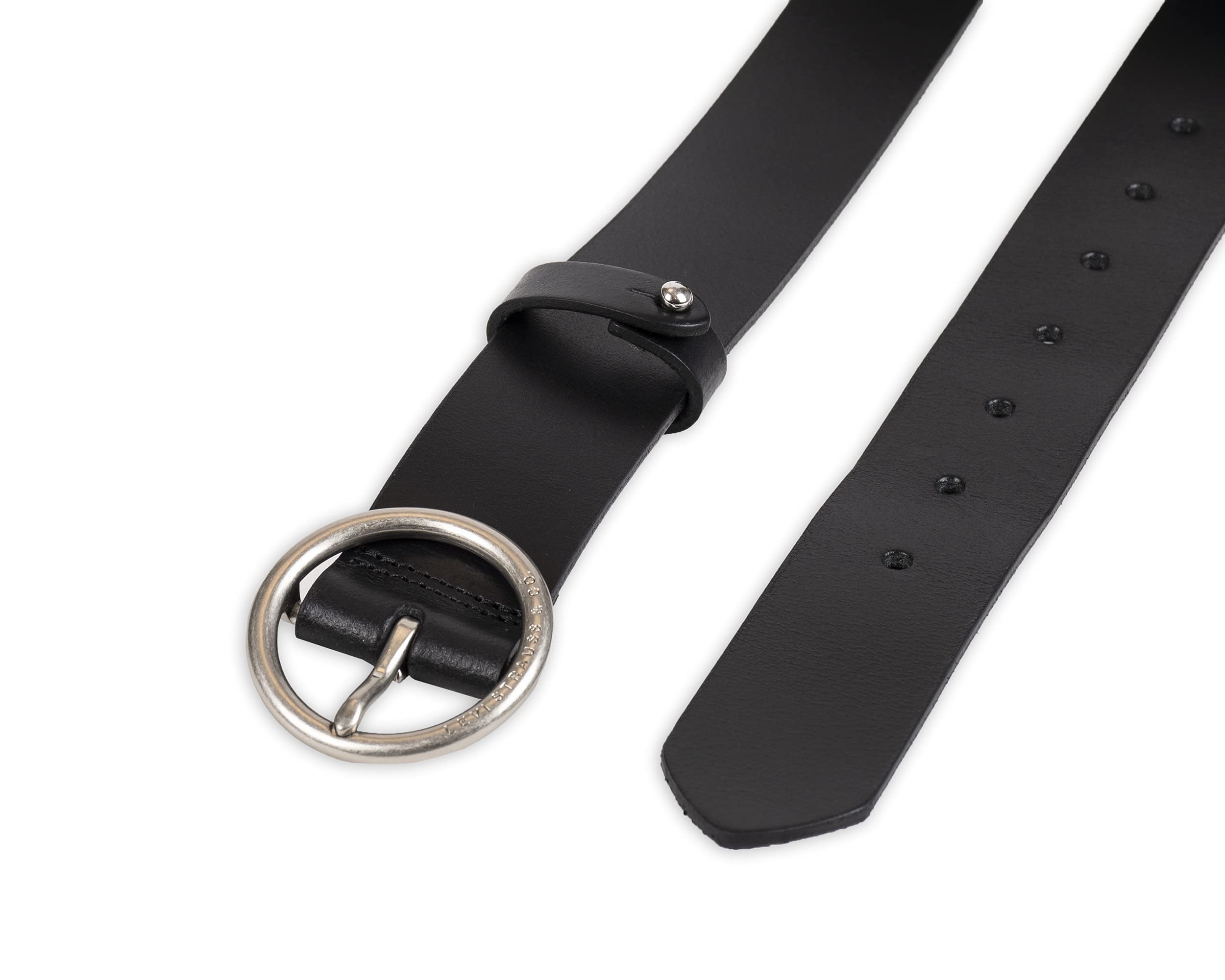 Levi's Women's Circular Center Bar Buckle Belt, Black, Small