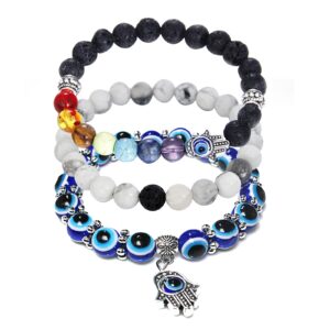 colorful bling evil eye bracelet, mal de ojo beaded chakra braided bracelets for women, nazar amulet good luck bracelet with hamsa/evil eye indie y2k miraculous jewelry gifts for women