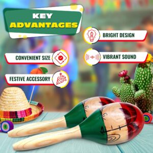 2Pcs Professional Maracas Musical Instruments - Mexican Wood Maracas for Adults Shakers Percussion Instrument for Party Favors - Musical Instruments for Adults for Salsa Rhythm Wooden Maracas for Kids