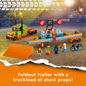 LEGO City Stunt Show Truck 60294 Building Toy Set with Launch Ramps and a Dunk Tank Plus a Flywheel-Powered Stunt Bike