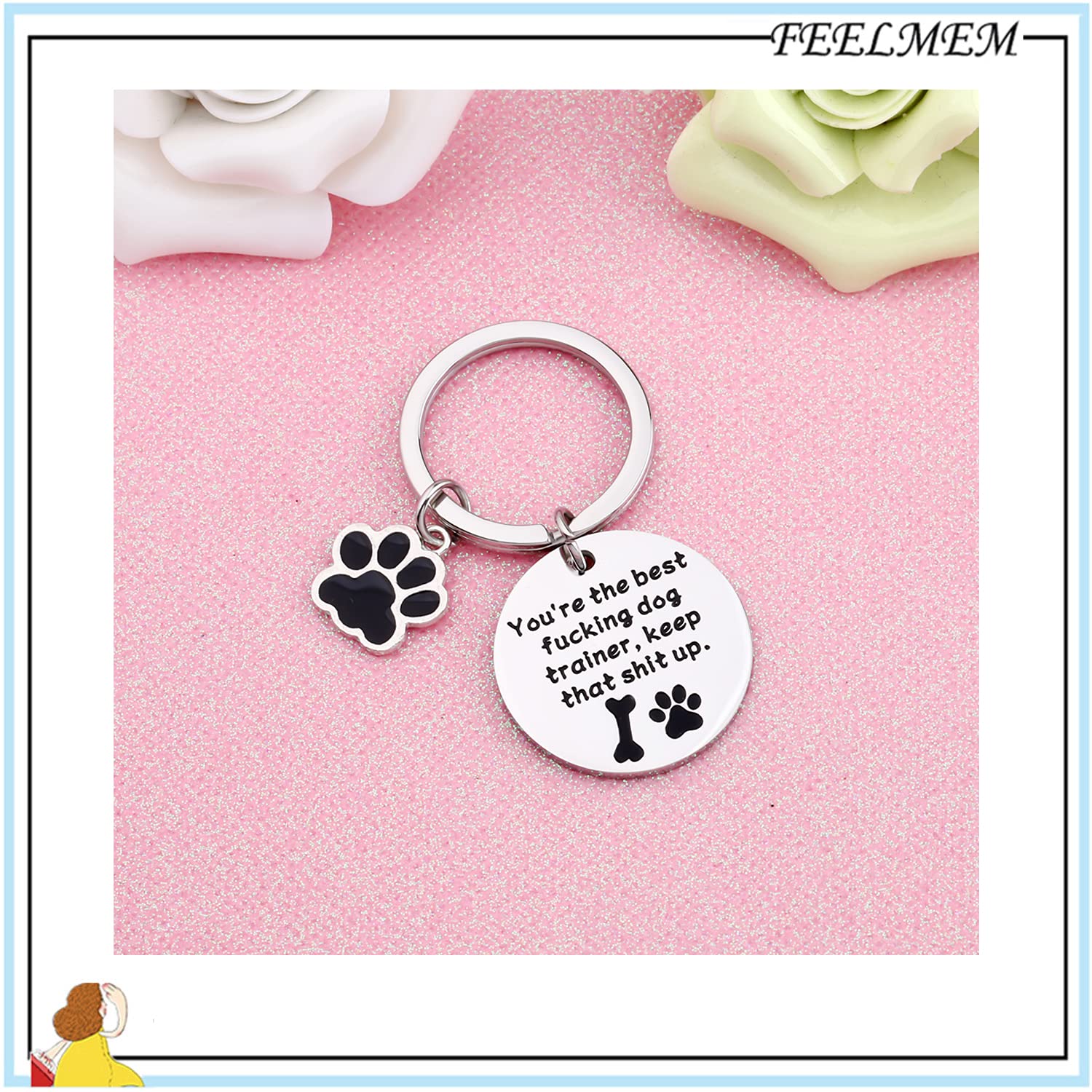 FEELMEM Dog Trainer Gift Dog Walker Gift You’re The Best Fucking Dog Trainer Keychain Dog Owner Gift Dog Sitter Gift