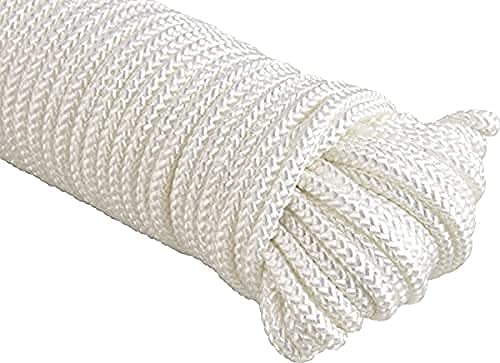 ATERET 1/4 inch by 80 Feet Nylon Rope I Multipurpose Clothelines Rope, UV Resistant & Excellent Shock Absorption I Ideal Use for Camping, Clothesline & Marine (2-Pack)