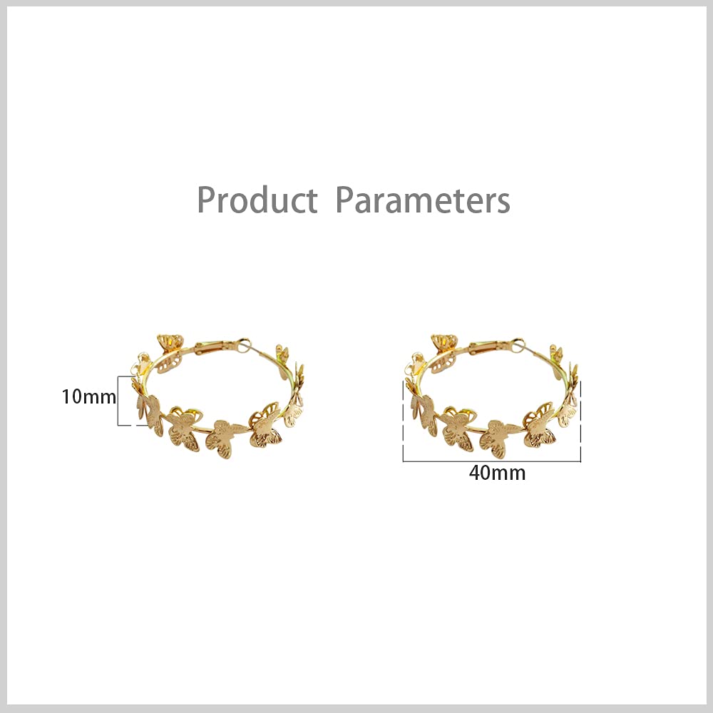 Butterfly Hoop Earrings for Women 925 Sterling Silver Post Stud 14K Gold Plated Large Big Huggie Hoops Dangle Drop Exaggerated Butterflies Statement Fashion Y2K Mother's Day Christmas Jewelry