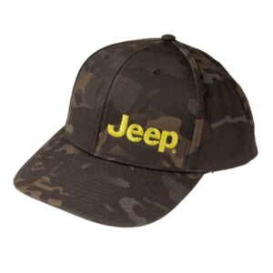 Jeep Text Logo Low Profile Trucker Hat Black Camo/Green Hat