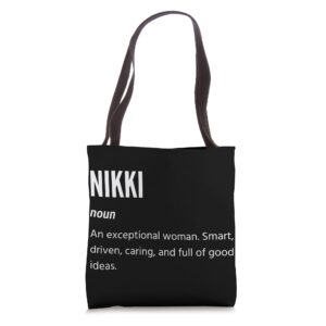 nikki gifts, noun, an exceptional woman tote bag