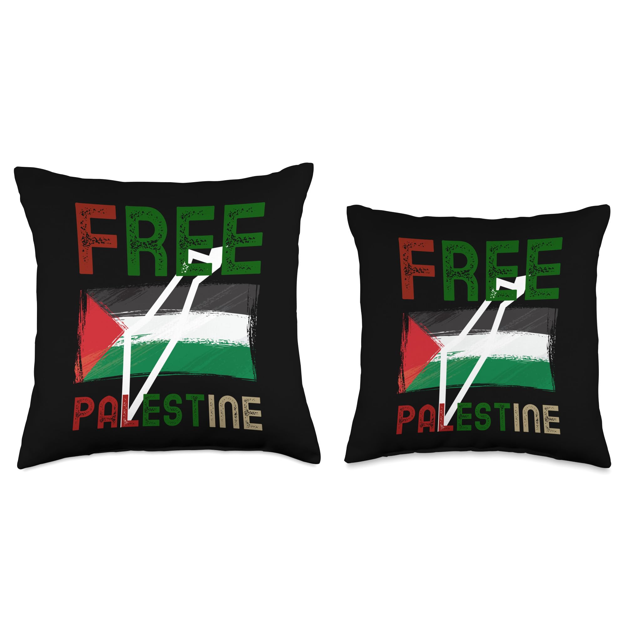 Free Palestine Free Gaza Palestinian Flag Palestine Arabic Free Gaza Palestinian Flag Throw Pillow, 18x18, Multicolor