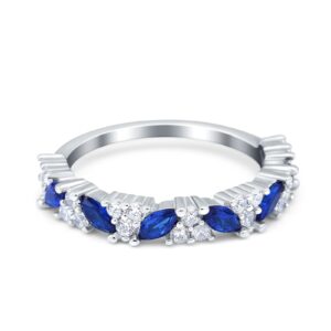 simulated blue sapphire cz size-5 art deco eternity band marquise wedding band engagement ring simulated cubic zirconia 925 sterling silver