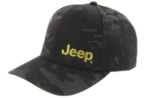 jeep text logo low profile trucker hat black camo/green hat