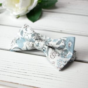 Spring Notion Men's Cotton Floral Print Pre-tied Bow Tie for Wedding Summer Party Dressy and Casual, 48-Dusty Blue