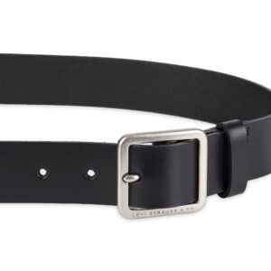 Levi's Women's Casual Square Center Bar Buckle Belt, Black Elevated, Medium