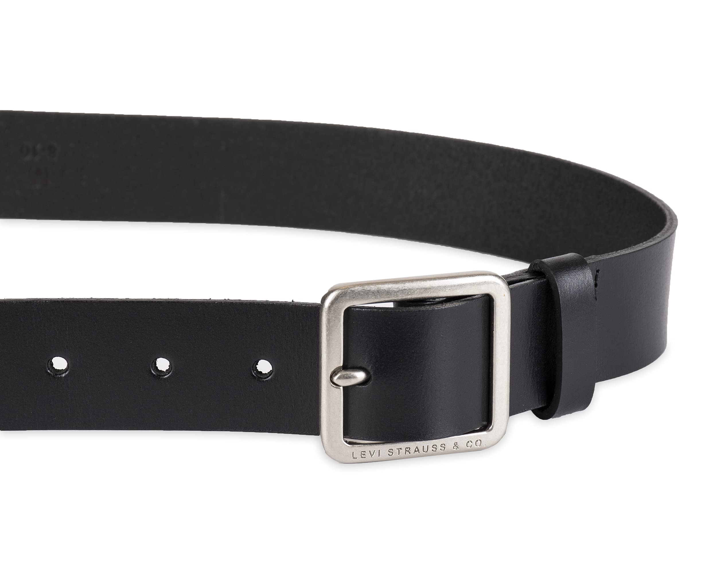 Levi's Women's Casual Square Center Bar Buckle Belt, Black Elevated, Medium