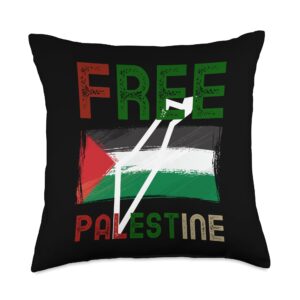 free palestine free gaza palestinian flag palestine arabic free gaza palestinian flag throw pillow, 18x18, multicolor