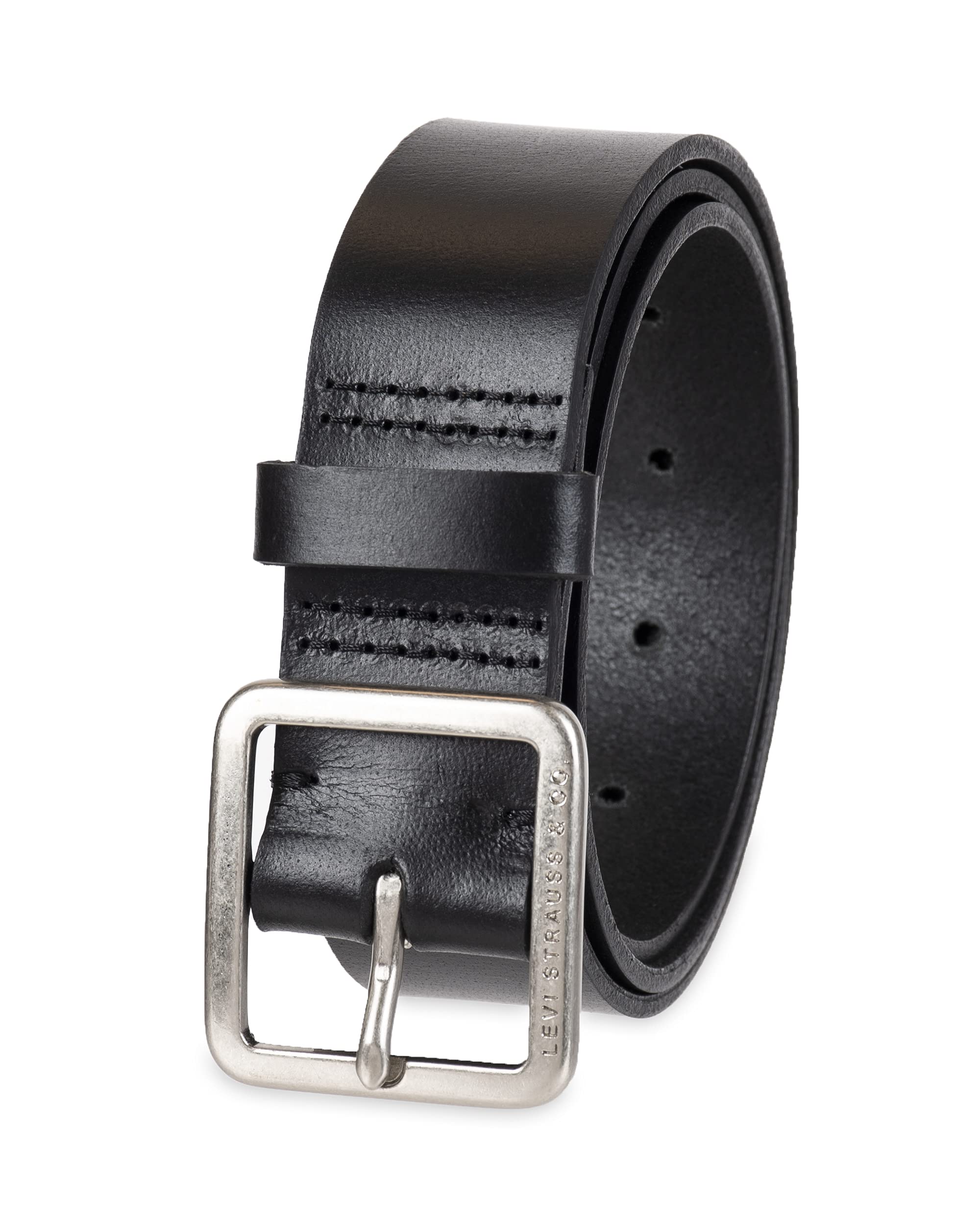 Levi's Women's Casual Square Center Bar Buckle Belt, Black Elevated, Medium